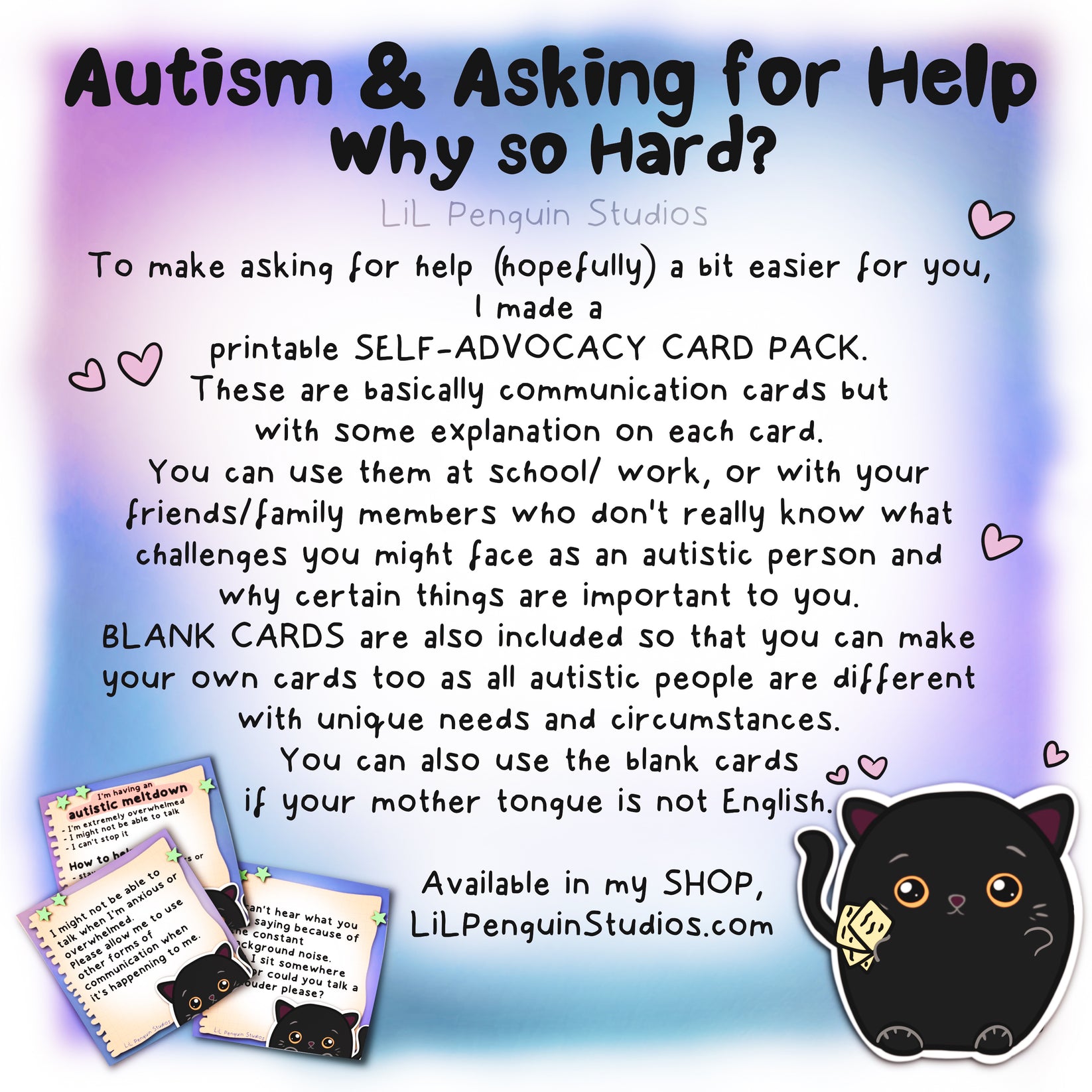Autistic Self-Advocacy Cards | LiL Penguin Studios
