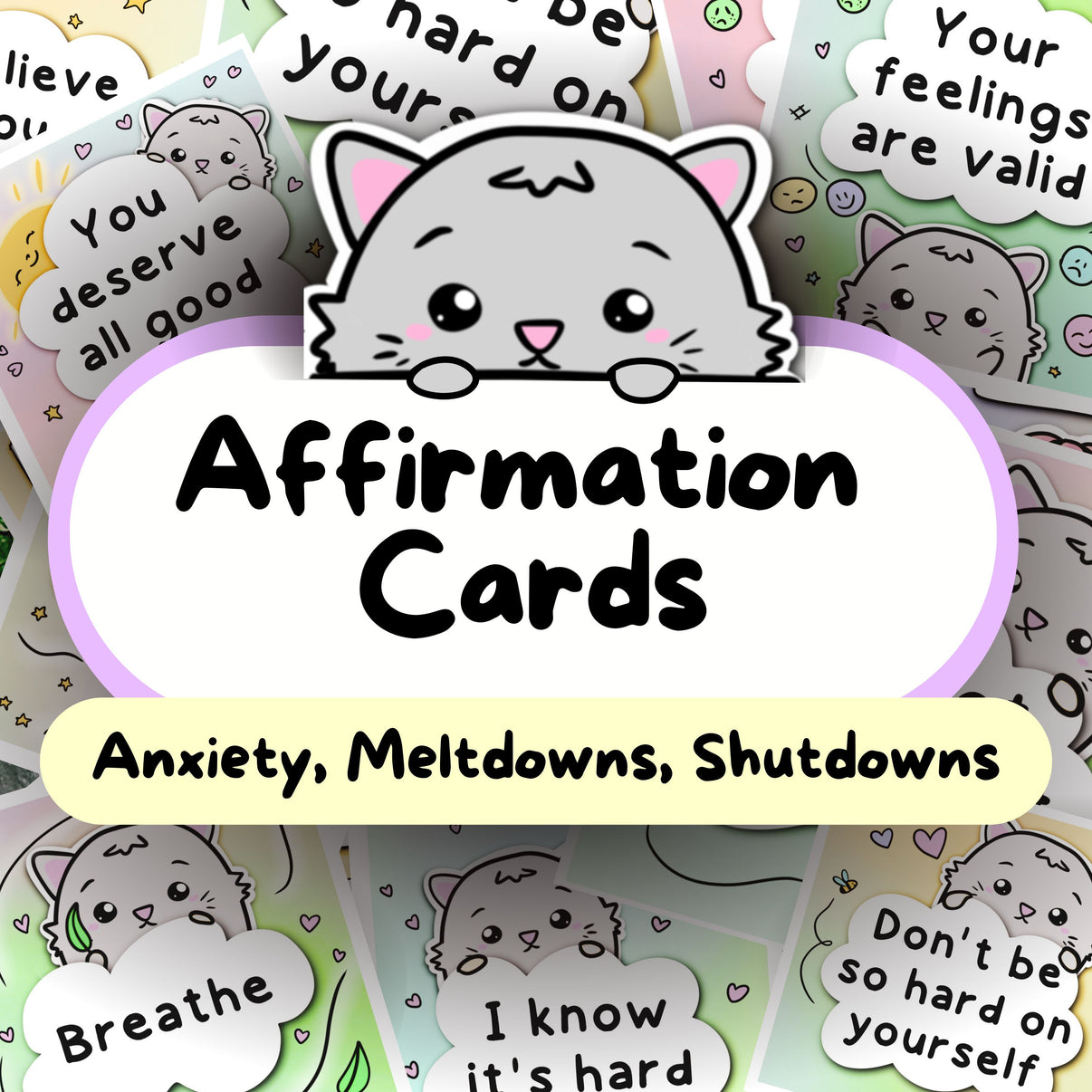 Cat Neurodivergent Affirmation Cards | LiL Penguin Studios