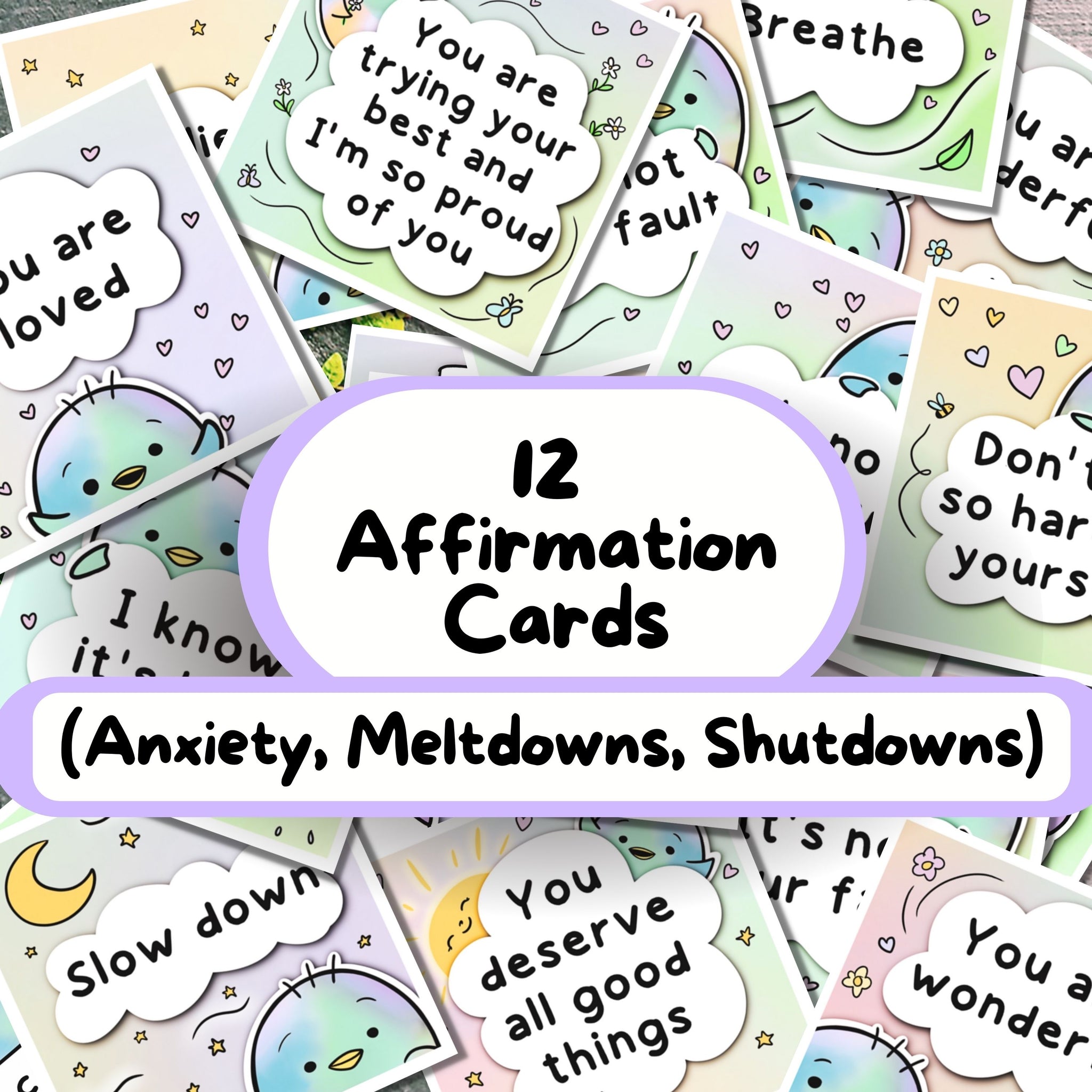 Cute Affirmation Cards for Anxiety | LiL Penguin Studios