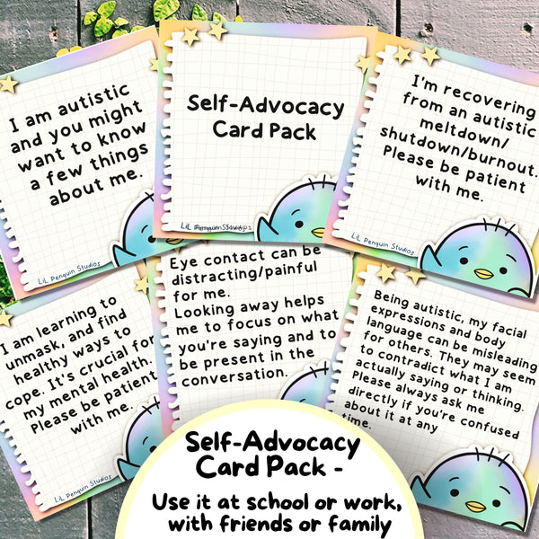 Autism Self-Advocacy Cards (School, Work) | LiL Penguin Studios
