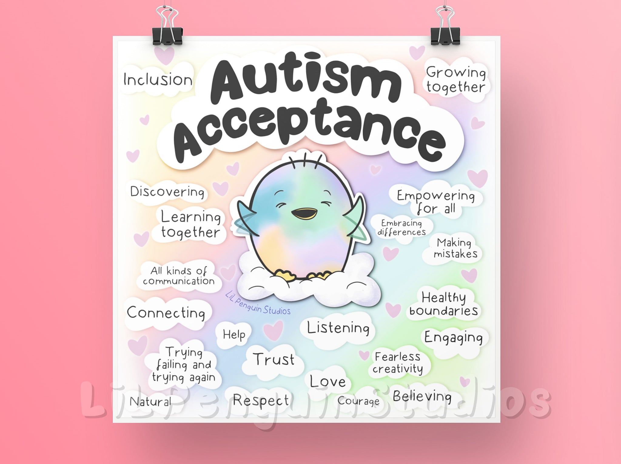 Hand-Drawn 'Autism Acceptance' Printable Poster | LiL Penguin Studios