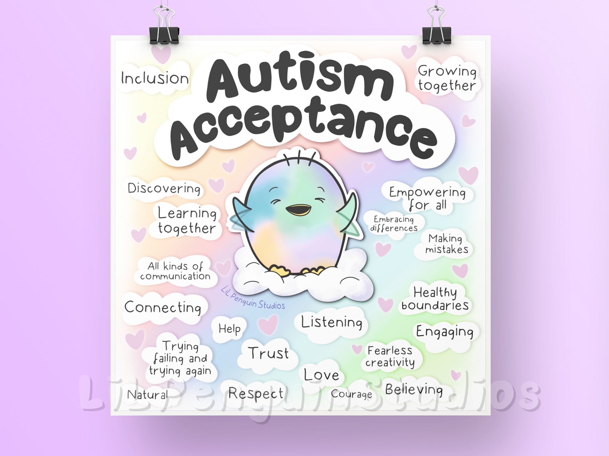 Hand-Drawn 'Autism Acceptance' Printable Poster | LiL Penguin Studios